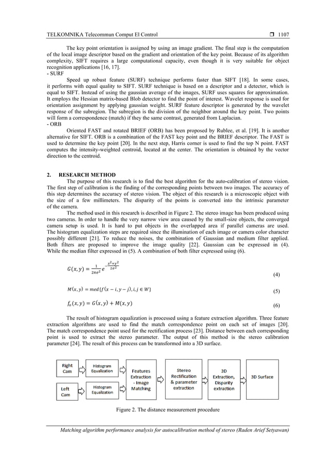 Matching algorithm performance analysis for autocalibration method of stereo vision | PDF