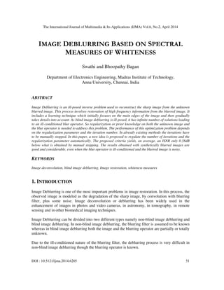 Image Deblurring Based on Spectral Measures of Whiteness | PDF