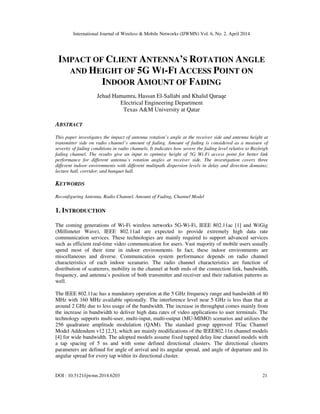 IMPACT OF CLIENT ANTENNA’S ROTATION ANGLE AND HEIGHT OF 5G WI-FI ACCESS ...
