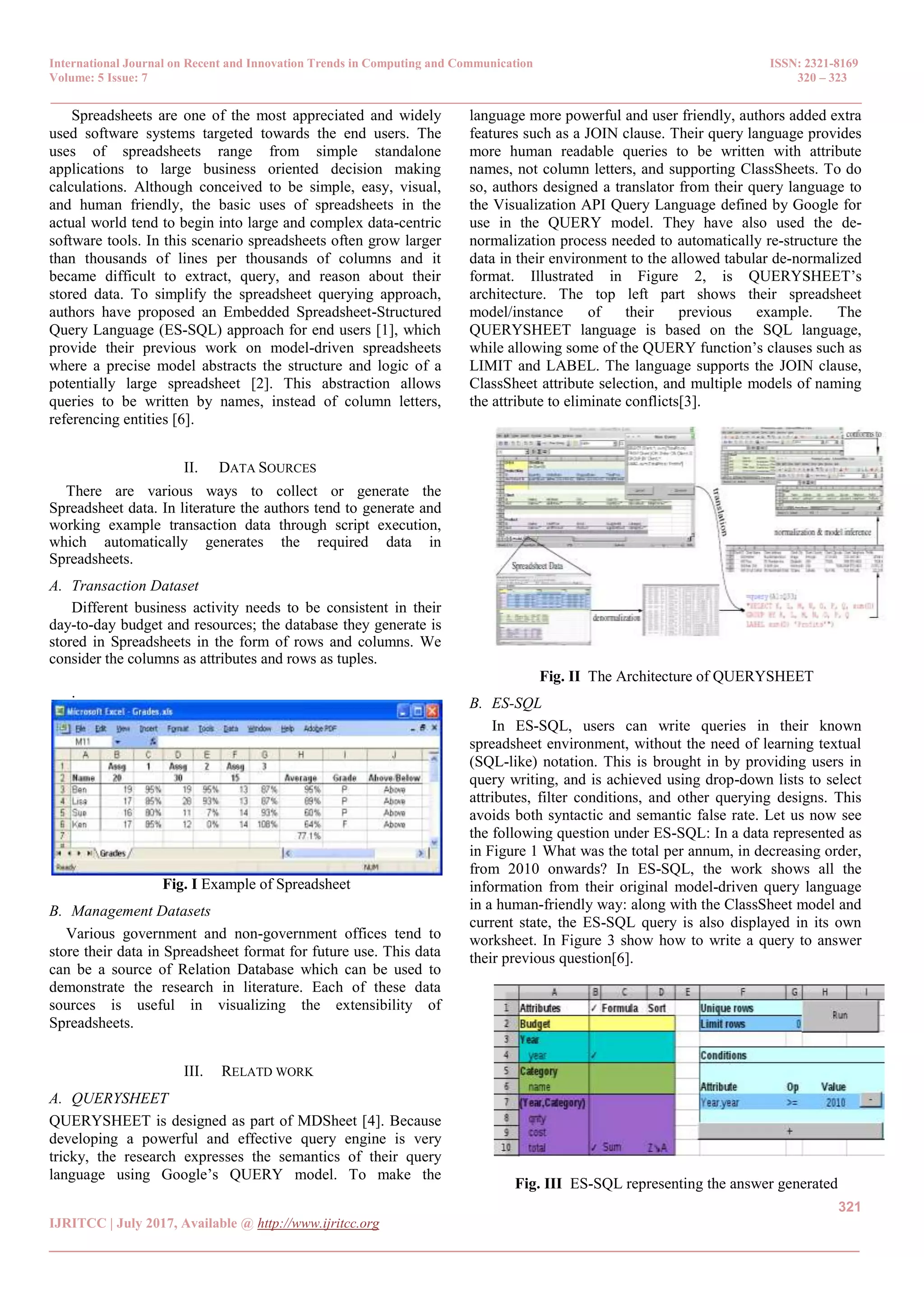 Translating SQL to Spreadsheet: A Survey | PDF