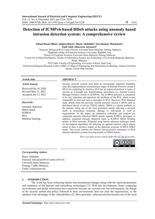 Detection of ICMPv6-based DDoS attacks using anomaly based intrusion detection system: A ...