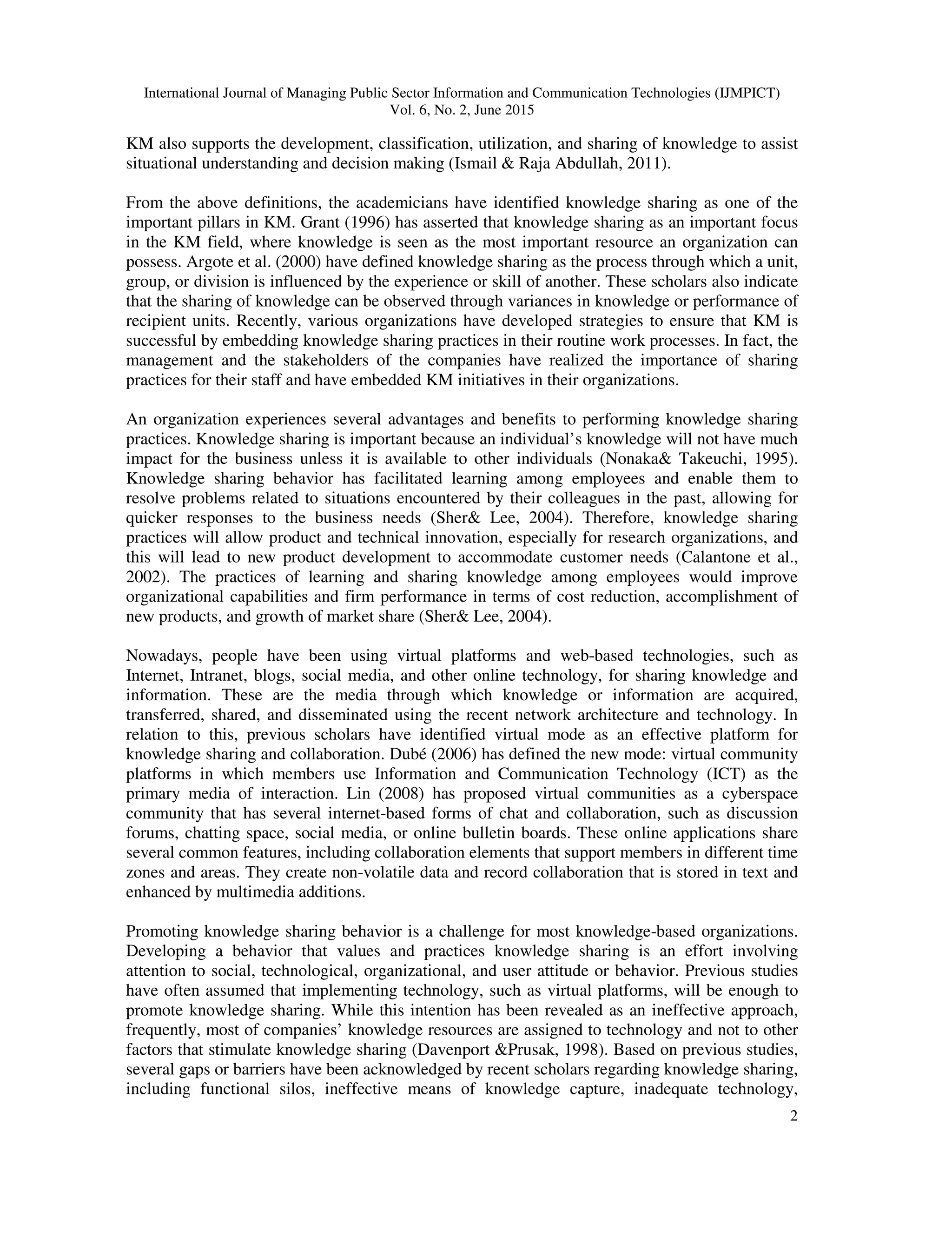 FACTORS AFFECTING KNOWLEDGE SHARING USING VIRTUAL PLATFORMS – A VALIDATION OF UNIFIED THEORY OF ...