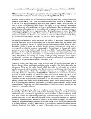 FACTORS AFFECTING KNOWLEDGE SHARING USING VIRTUAL PLATFORMS – A VALIDATION OF UNIFIED THEORY OF ...