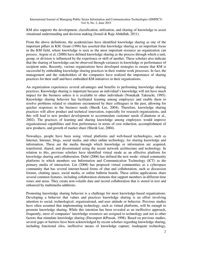 FACTORS AFFECTING KNOWLEDGE SHARING USING VIRTUAL PLATFORMS – A VALIDATION OF UNIFIED THEORY OF ...