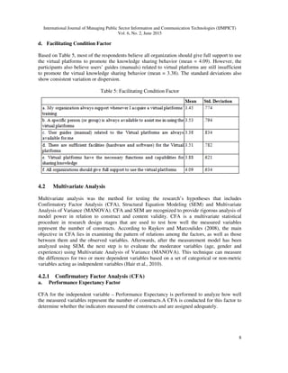 FACTORS AFFECTING KNOWLEDGE SHARING USING VIRTUAL PLATFORMS – A VALIDATION OF UNIFIED THEORY OF ...
