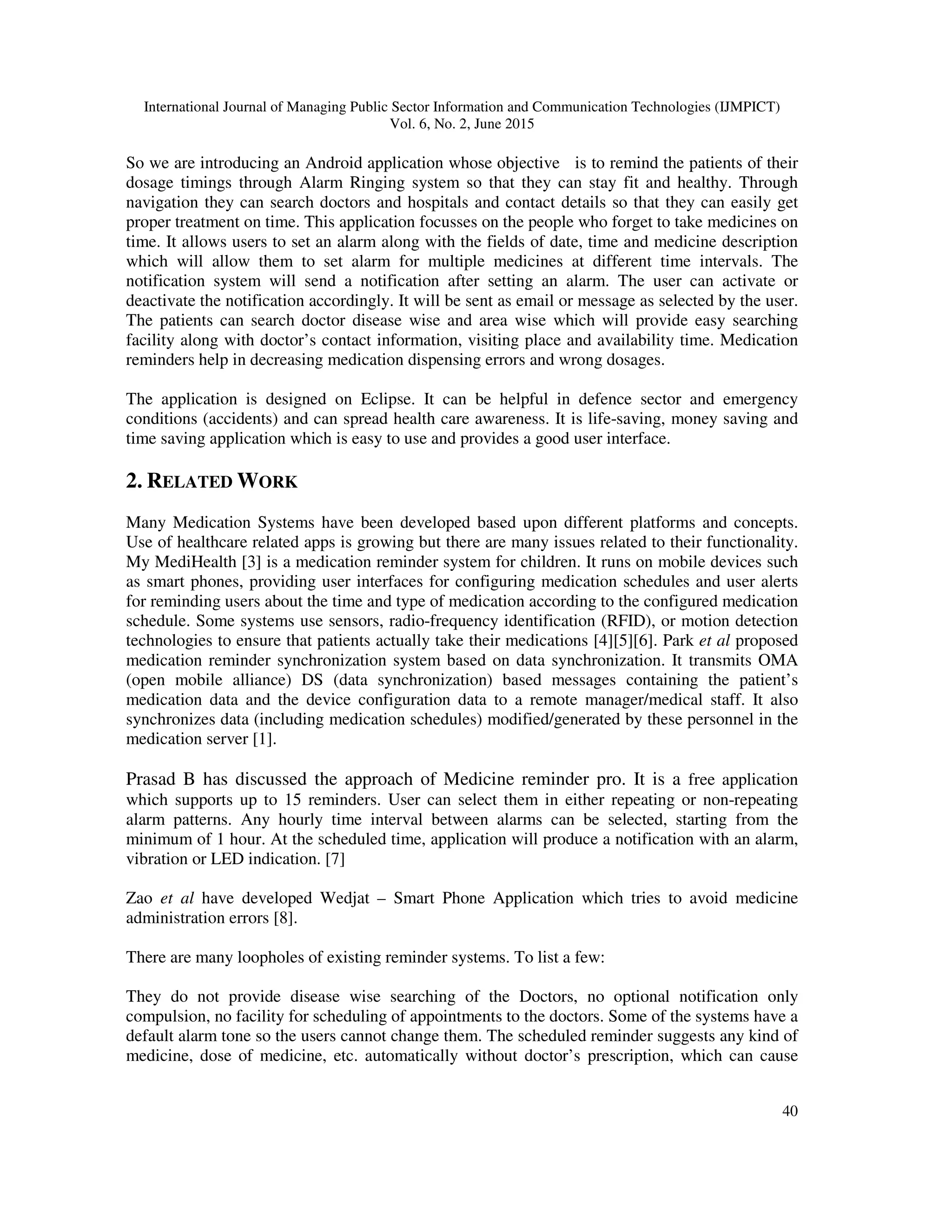 MEDICATION REMINDER AND HEALTHCARE – AN ANDROID APPLICATION | PDF