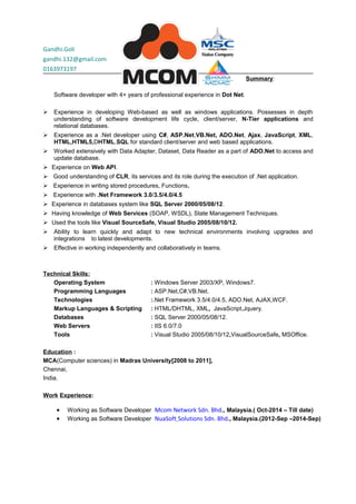 4+ yrs_Exp .Net Resume | DOC