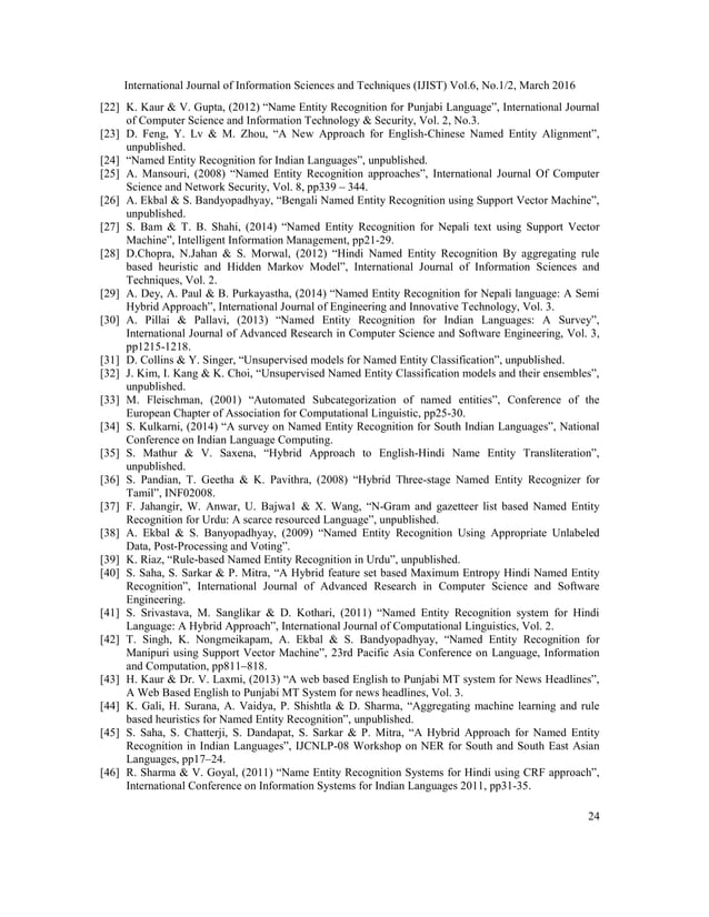STUDY OF NAMED ENTITY RECOGNITION FOR INDIAN LANGUAGES | PDF