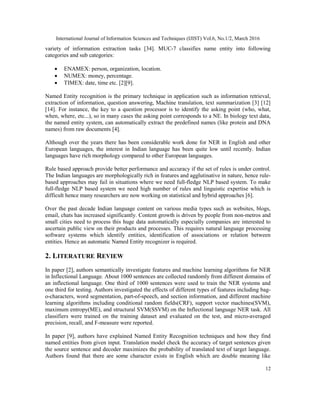 STUDY OF NAMED ENTITY RECOGNITION FOR INDIAN LANGUAGES | PDF