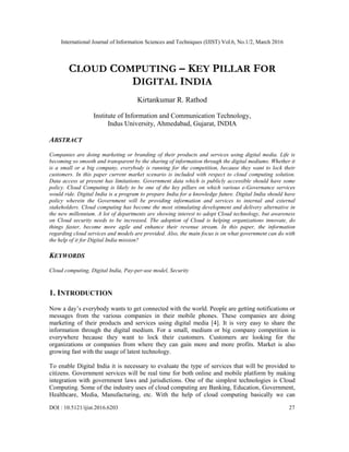 CLOUD COMPUTING – KEY PILLAR FOR DIGITAL INDIA | PDF