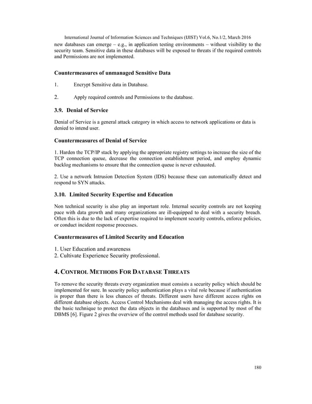 DATABASE SECURITY - ATTACKS AND CONTROL METHODS | PDF | Databases | Computer Software and ...