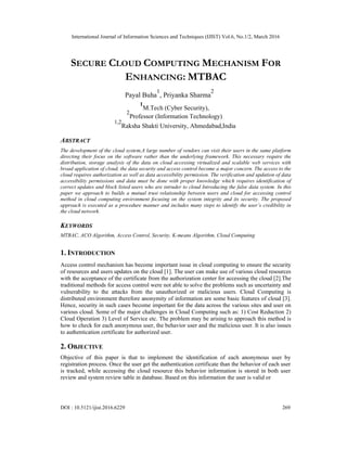 SECURE CLOUD COMPUTING MECHANISM FOR ENHANCING: MTBAC | PDF