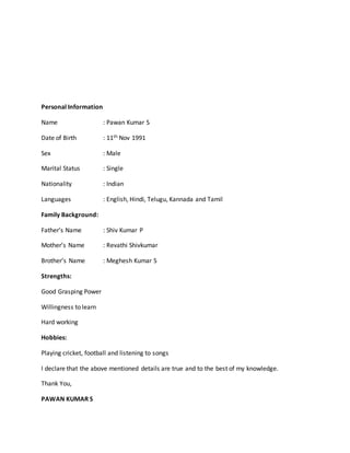 PAWAN RESUME | PDF
