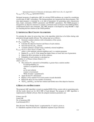 OPTIMIZATION OF COMBINED ECONOMIC EMISSION DISPATCH PROBLEM USING ARTIFICIAL BEE COLONY METHOD | PDF