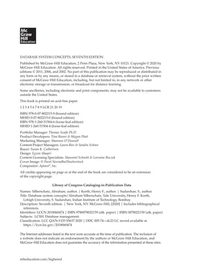 Database System Concepts 7th Edition Abraham Silberschatz | PDF