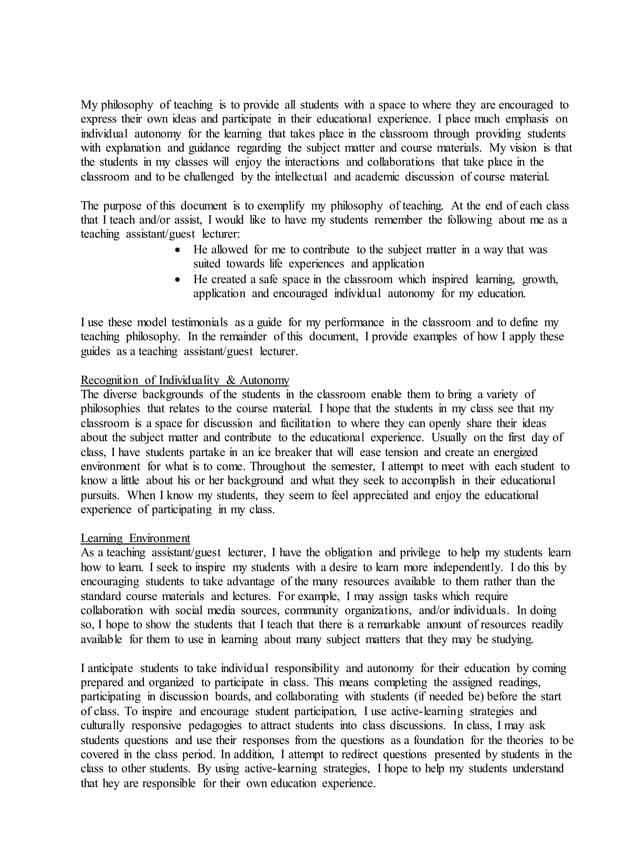 Watson Statement of Teaching Philosophy