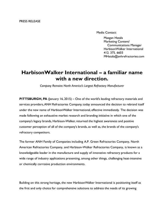 HarbisonWalker International | PDF | Business | Business and Finance