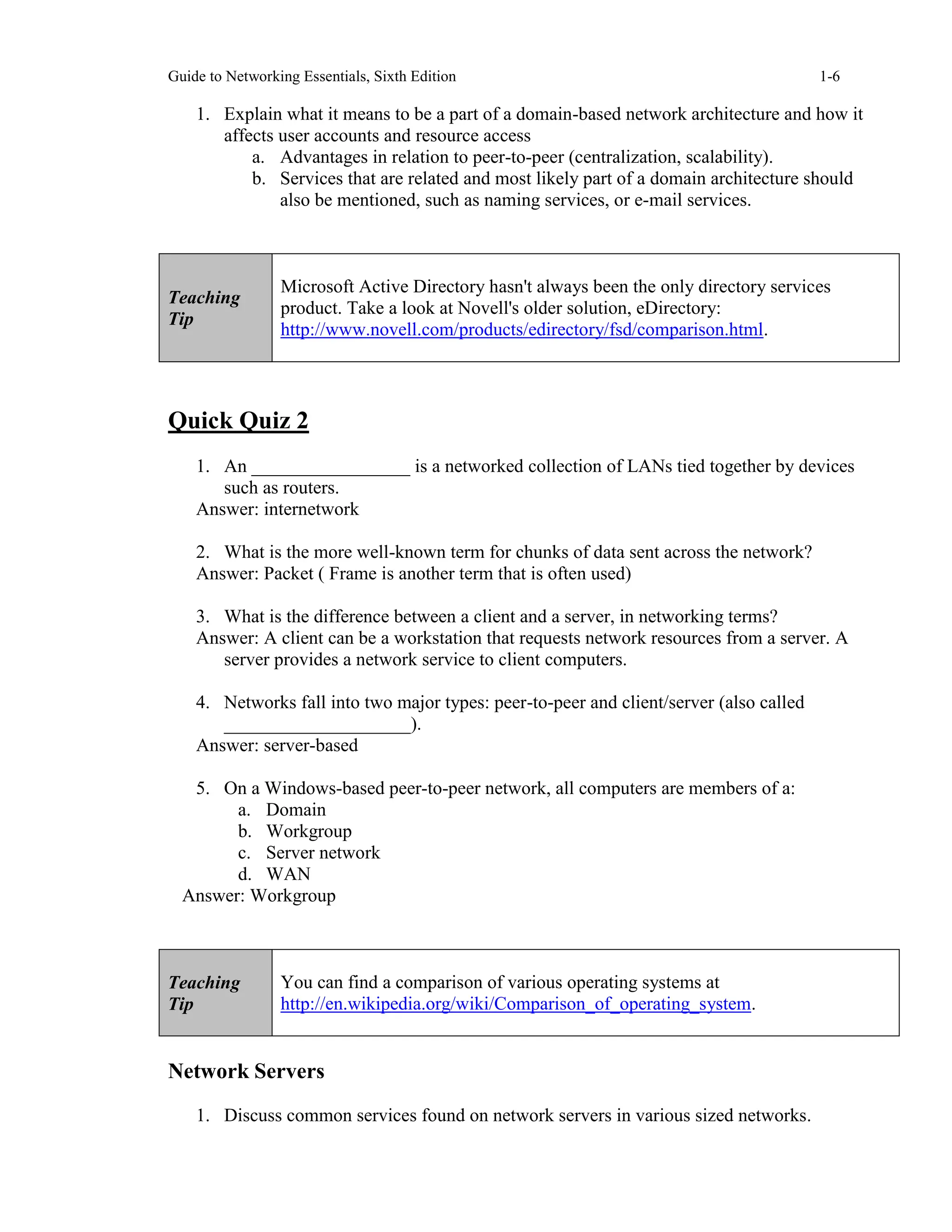 Solution Manual for Guide to Networking Essentials 6th Edition by Tomsho | PDF