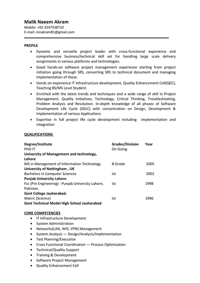 Naeem Akram (CV) | PDF