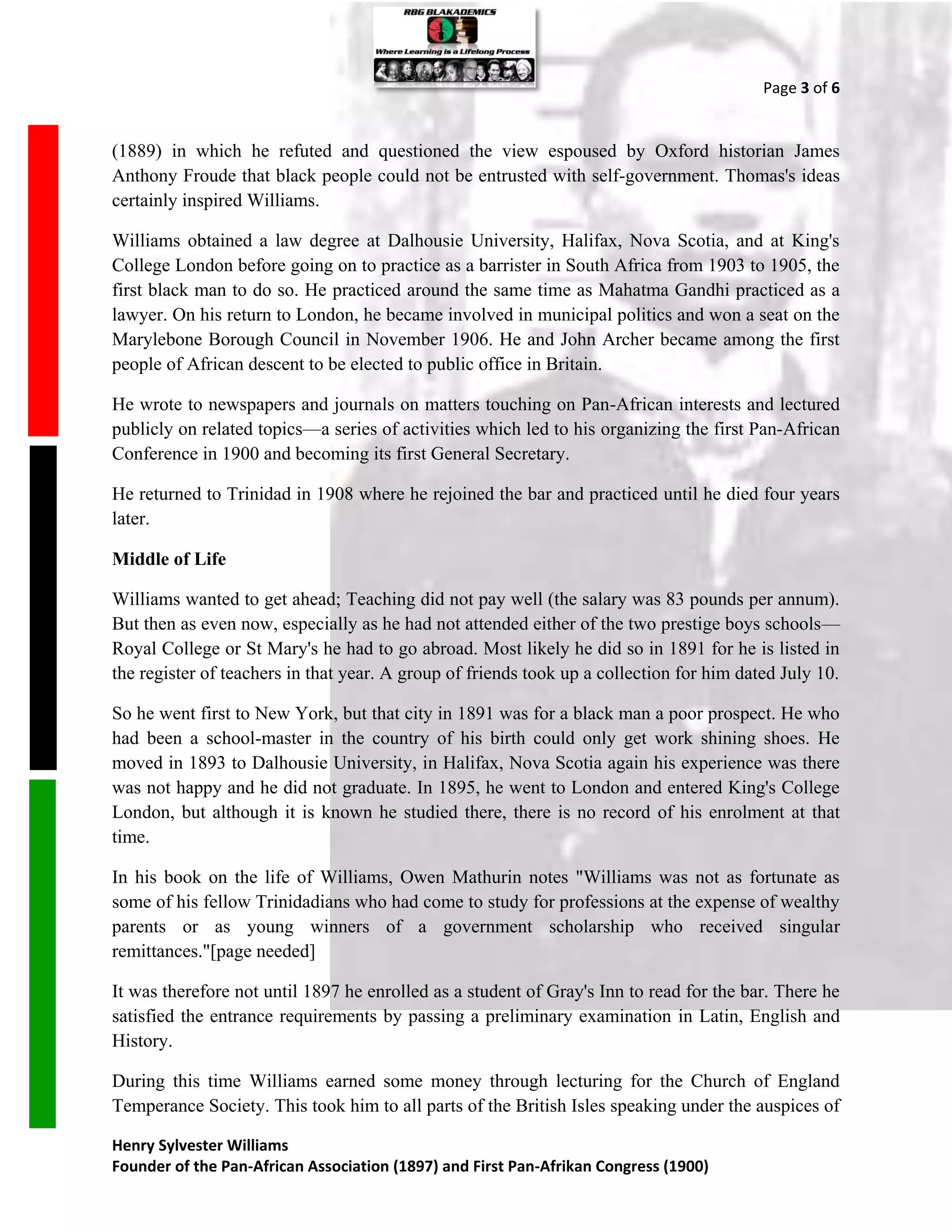 Henry Sylvester Williams | PDF