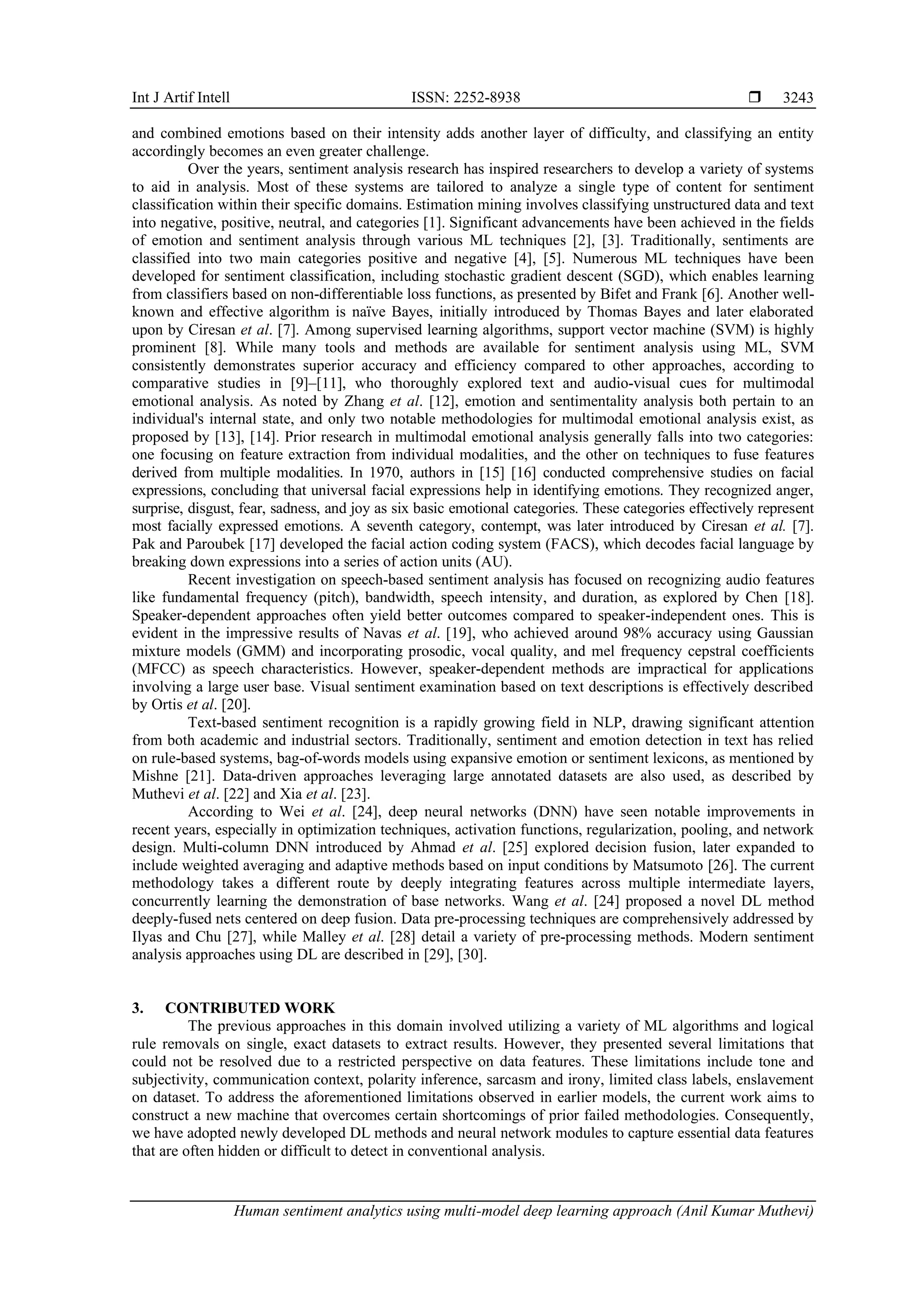 Human sentiment analytics using multi-model deep learning approach | PDF