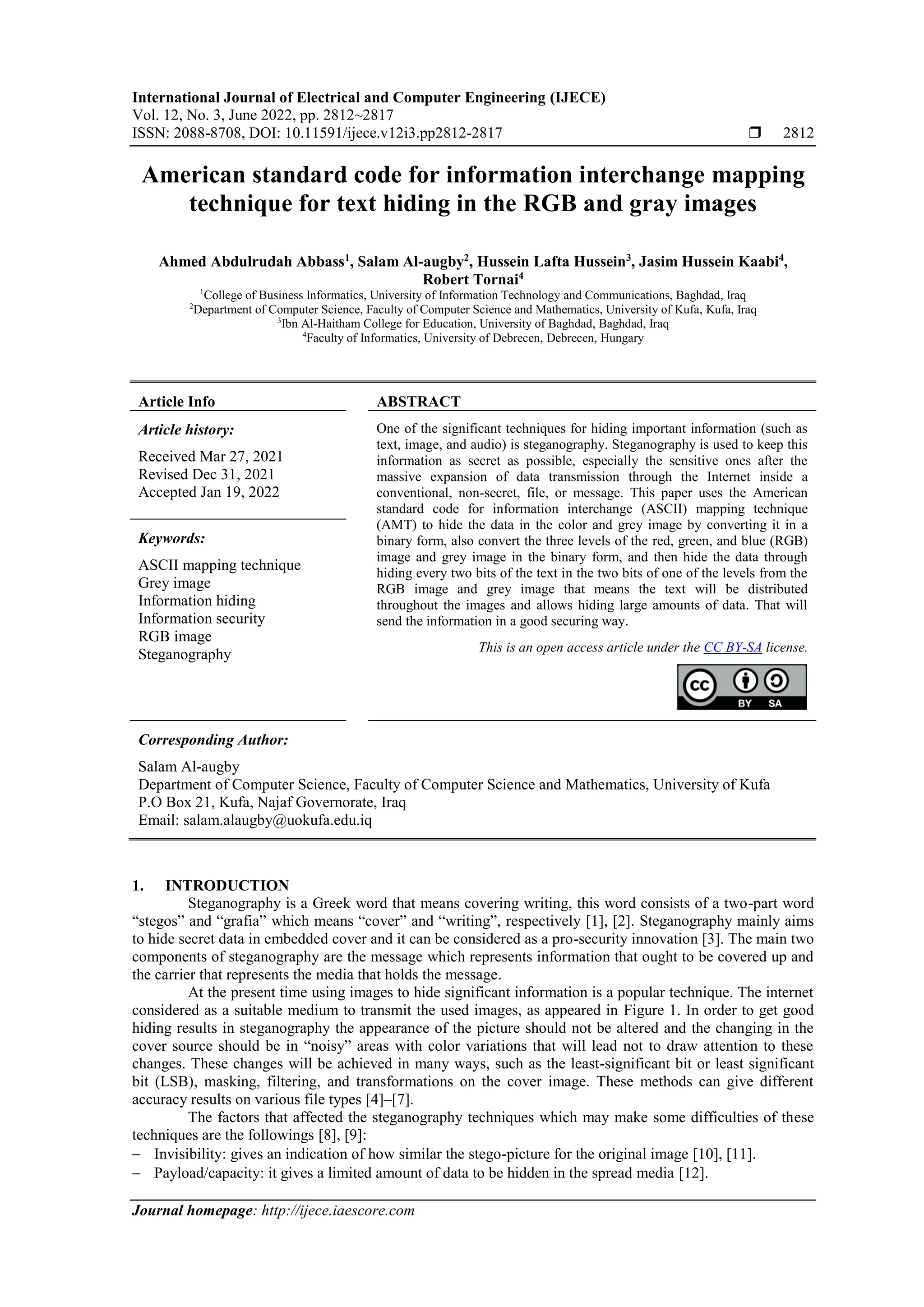 American standard code for information interchange mapping technique ...