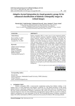 Adaptive kernel integration in visual geometry group 16 for enhanced classification of diabetic ...