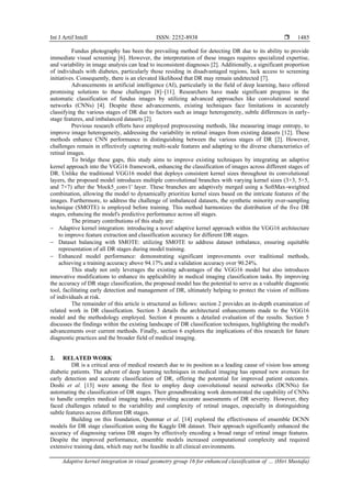 Adaptive kernel integration in visual geometry group 16 for enhanced classification of diabetic ...