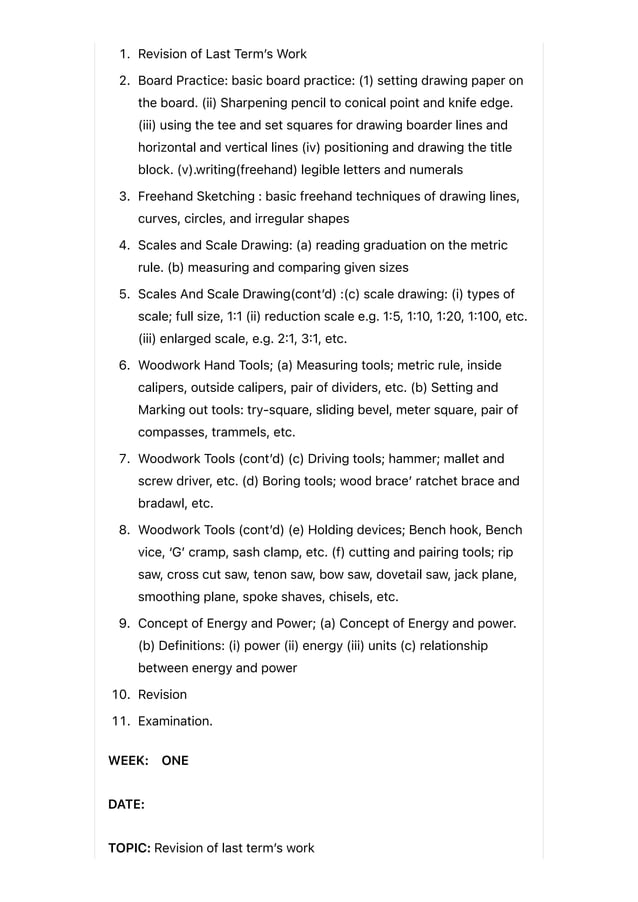 lesson note on basic technology JSS 1 Second Term | PDF | Drawing and ...