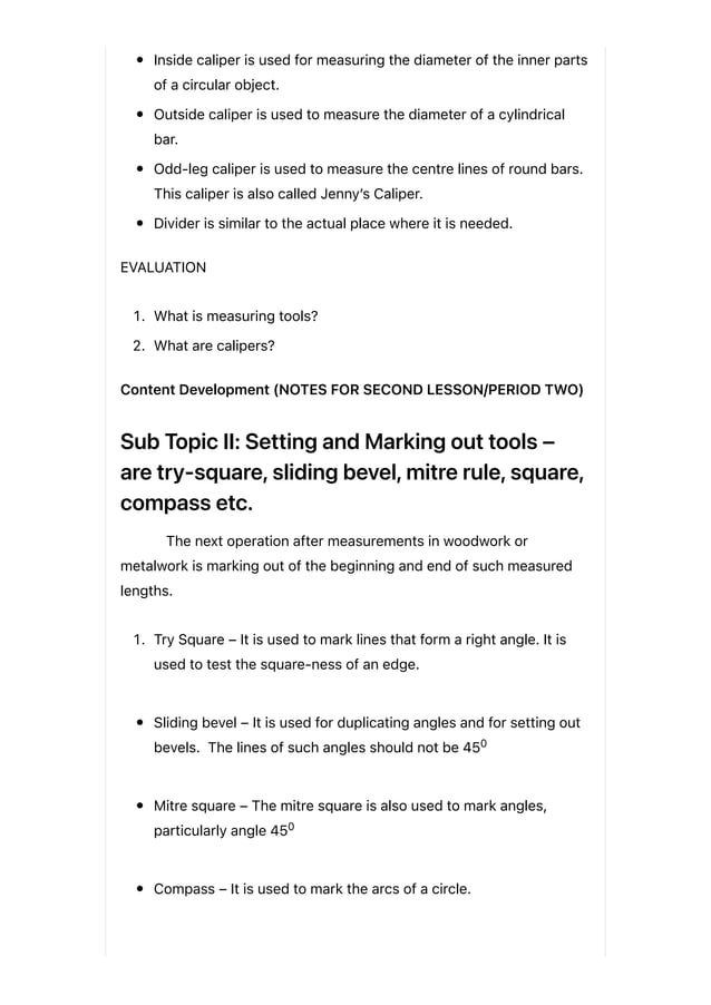 lesson note on basic technology JSS 1 Second Term | PDF | Drawing and ...