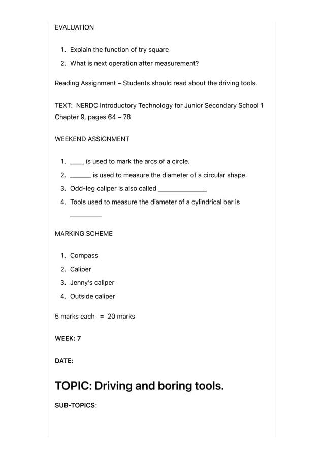 lesson note on basic technology JSS 1 Second Term | PDF | Drawing and ...