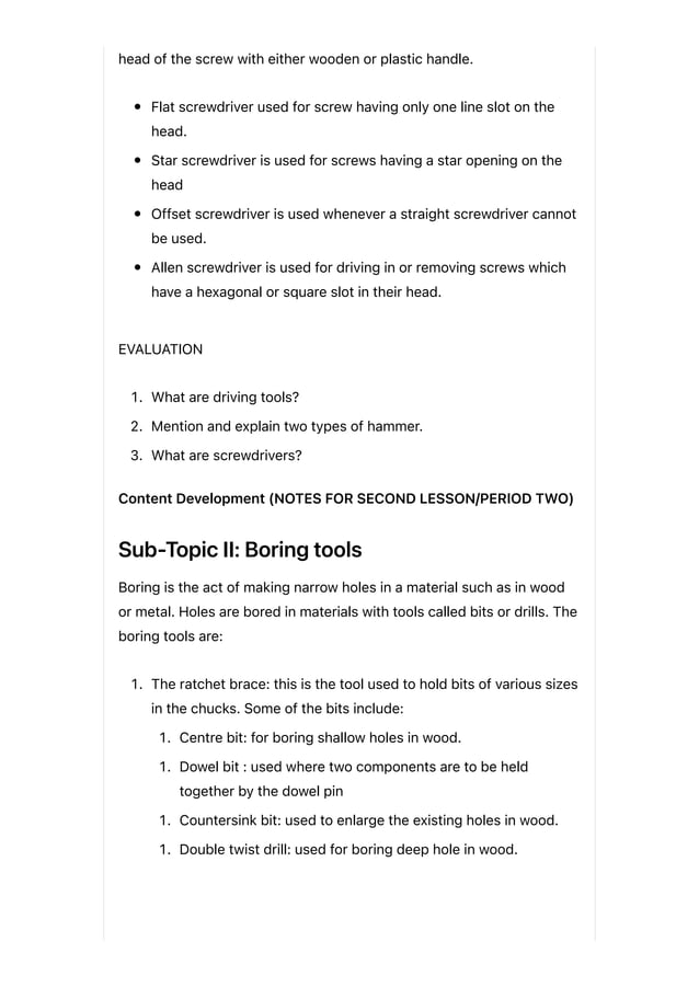 lesson note on basic technology JSS 1 Second Term | PDF | Drawing and ...