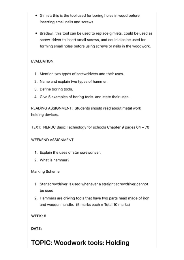 lesson note on basic technology JSS 1 Second Term | PDF | Drawing and ...