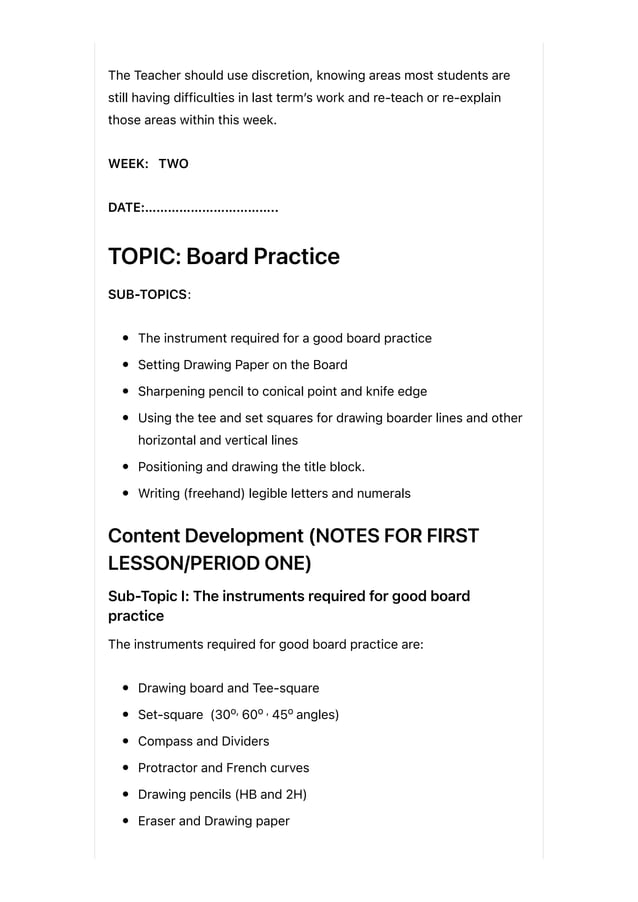 lesson note on basic technology JSS 1 Second Term | PDF | Drawing and ...