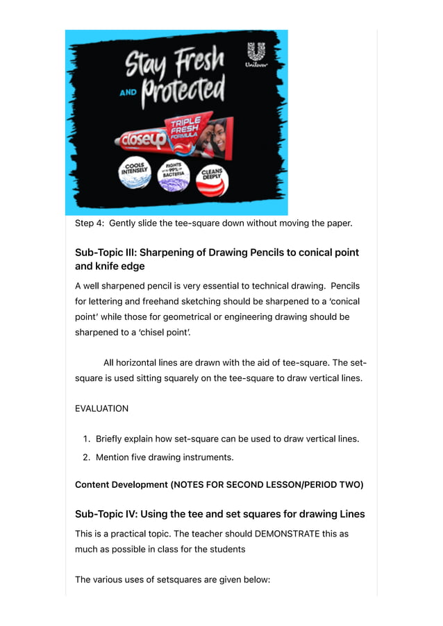 lesson note on basic technology JSS 1 Second Term | PDF | Drawing and ...