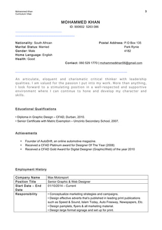 CV-Mohammed Khan | PDF | Logistics | Business