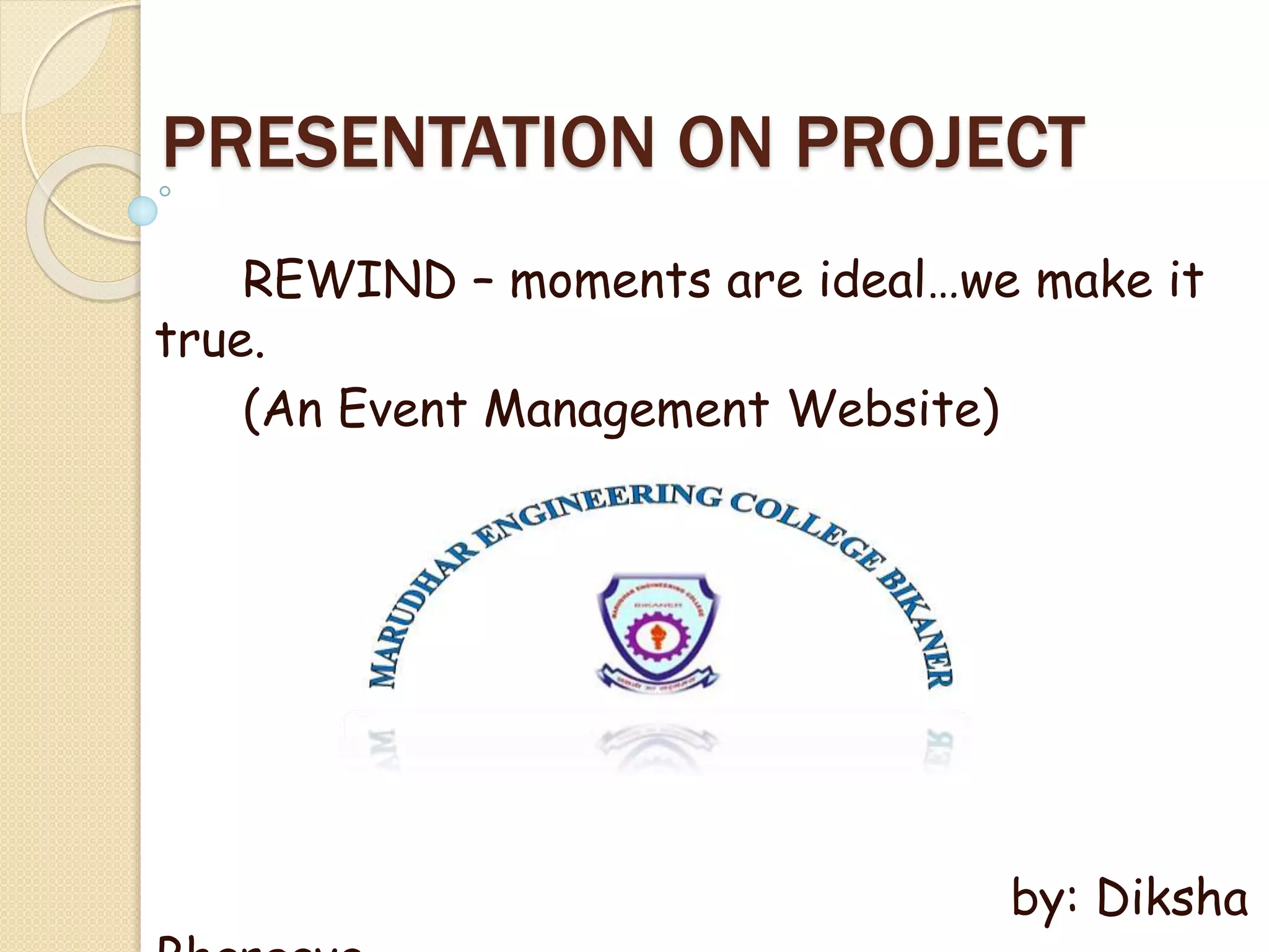 PRESENTATION ON PROJECT REPORT | PPTX