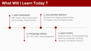 WDP Volunteer Orientation | PPT