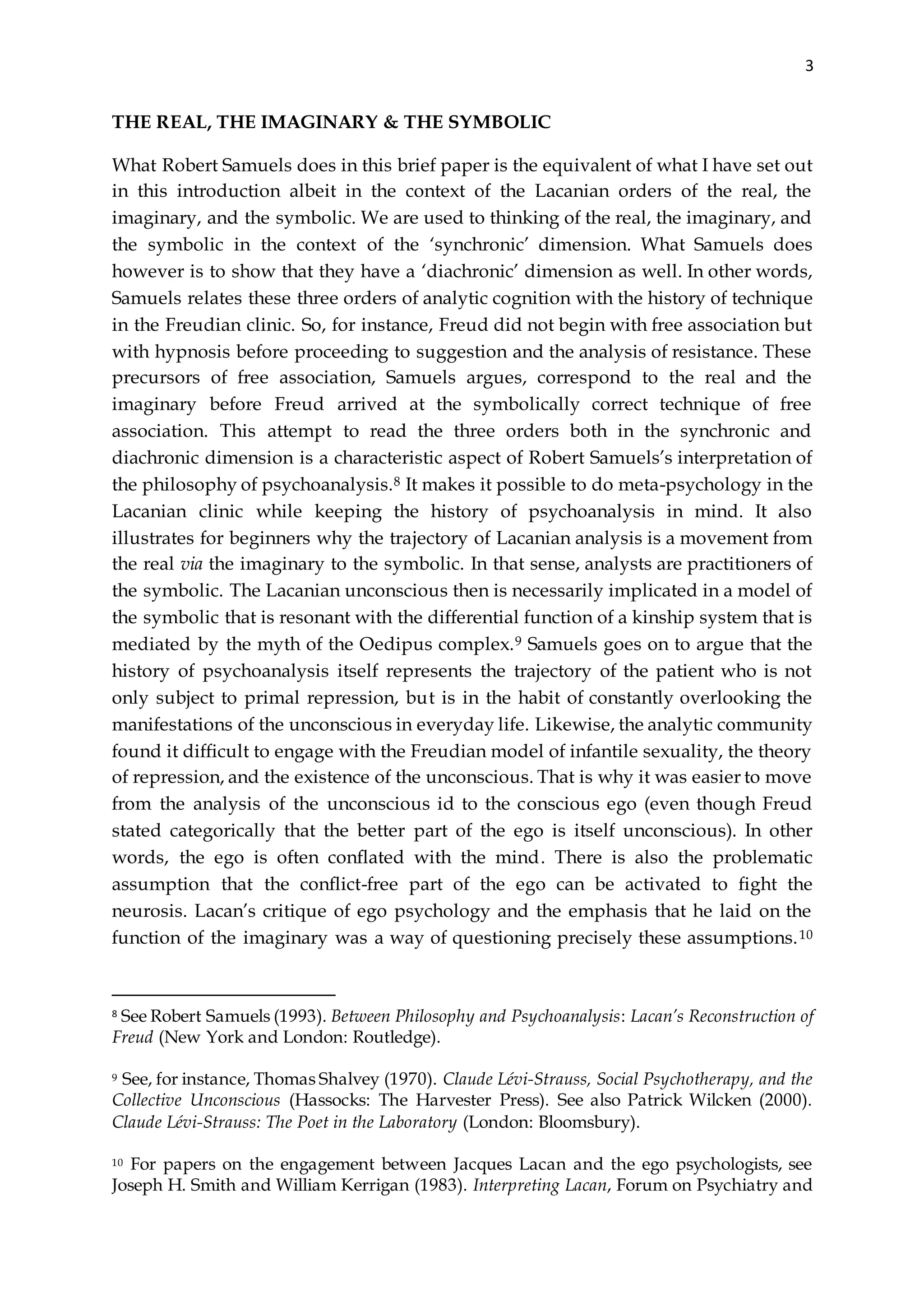 On Clinical Techniques in Freud and Lacan, Clinical Notes Series | DOCX