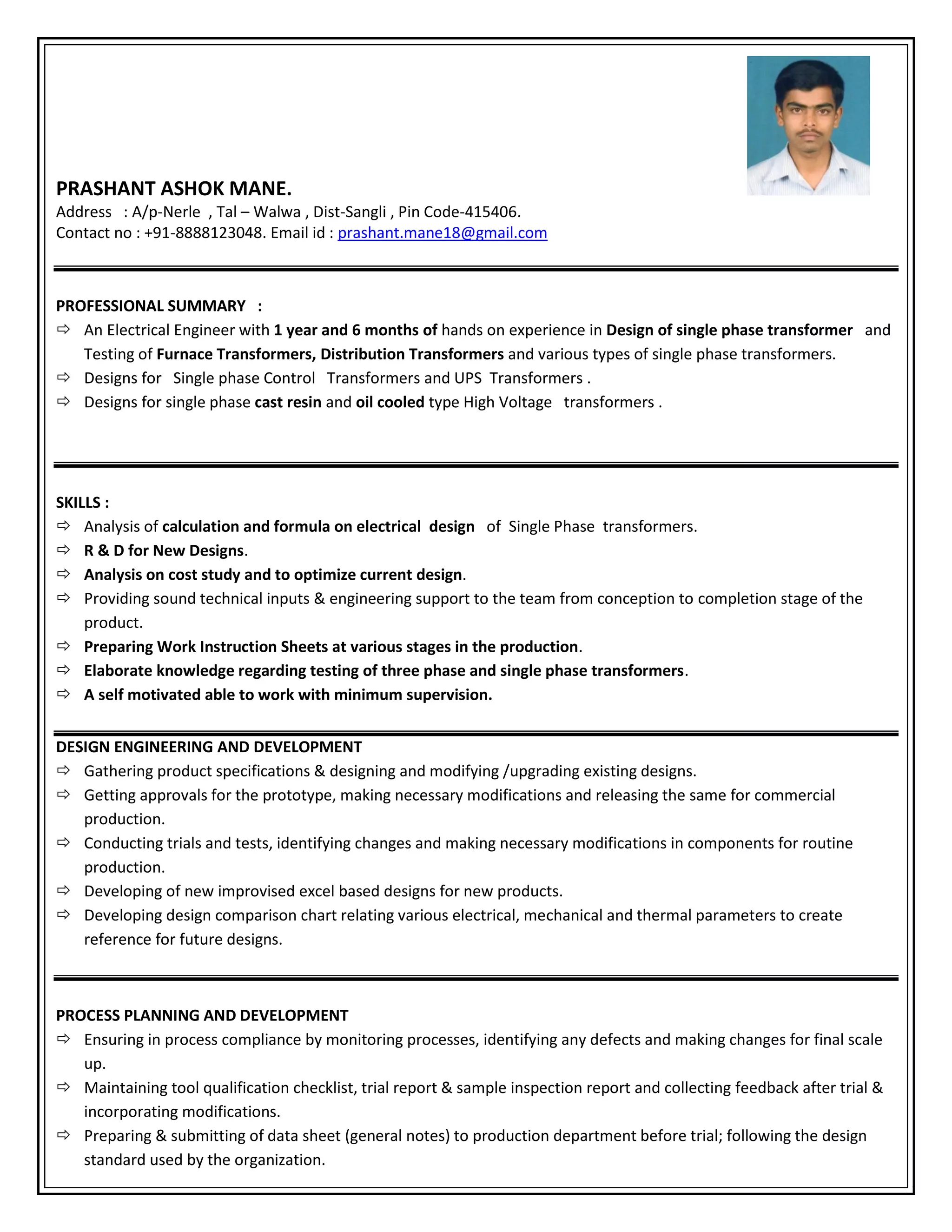 Prashant Mane Resume | PDF