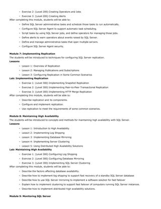 6231 maintaining a microsoft sql server 2008 database | DOC
