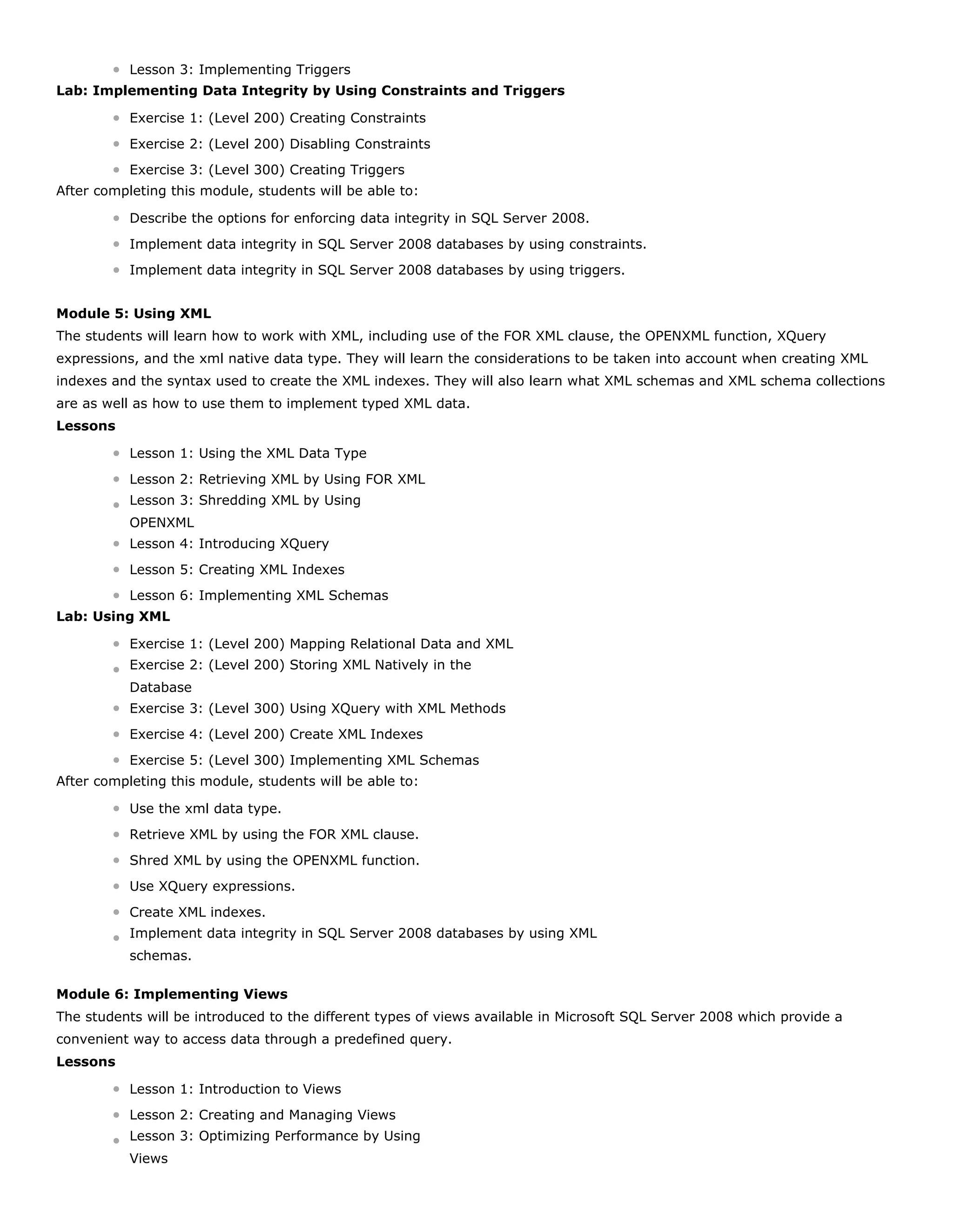 6232 implementing a microsoft sql server 2008 database | PDF 6232 implementing a microsoft sql server 2008 database | PDF