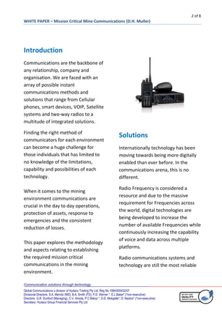 Whitepaper - Mine Communications DH Muller 2016 r1 | PDF