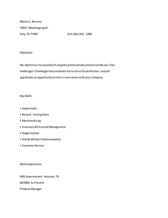 Melvin C. Beverly Resume 10.20.15