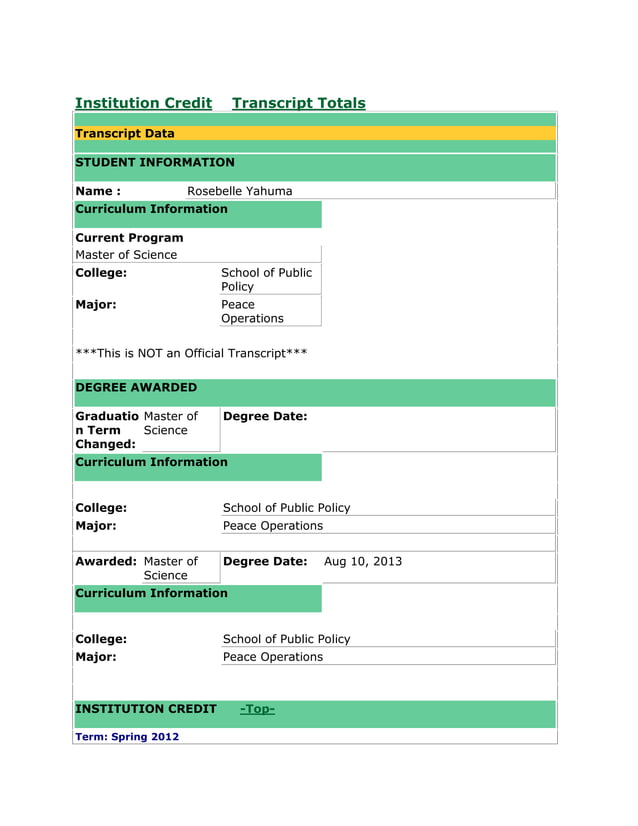 transcripts.PDF | Postgraduate Education | College Education