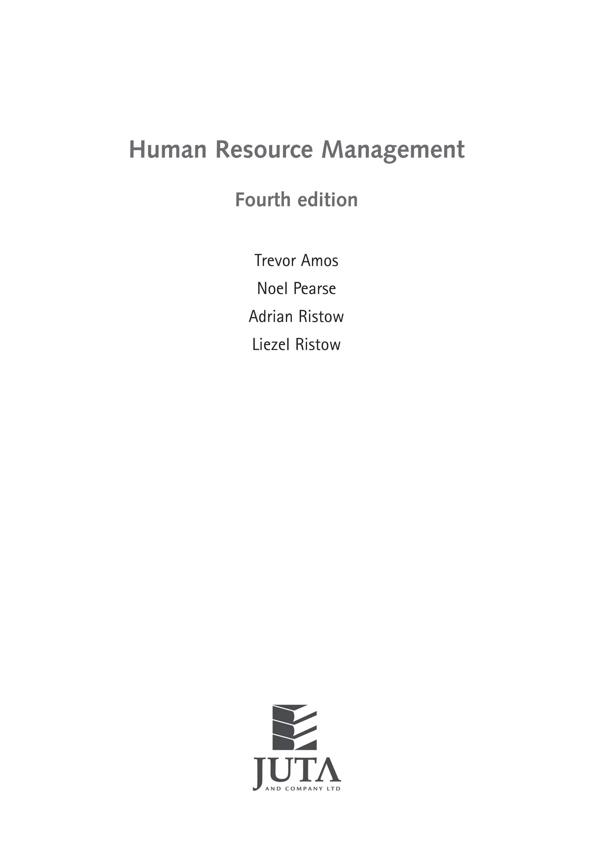 Human Resource Management 4th Edition Trevor Amos | PDF