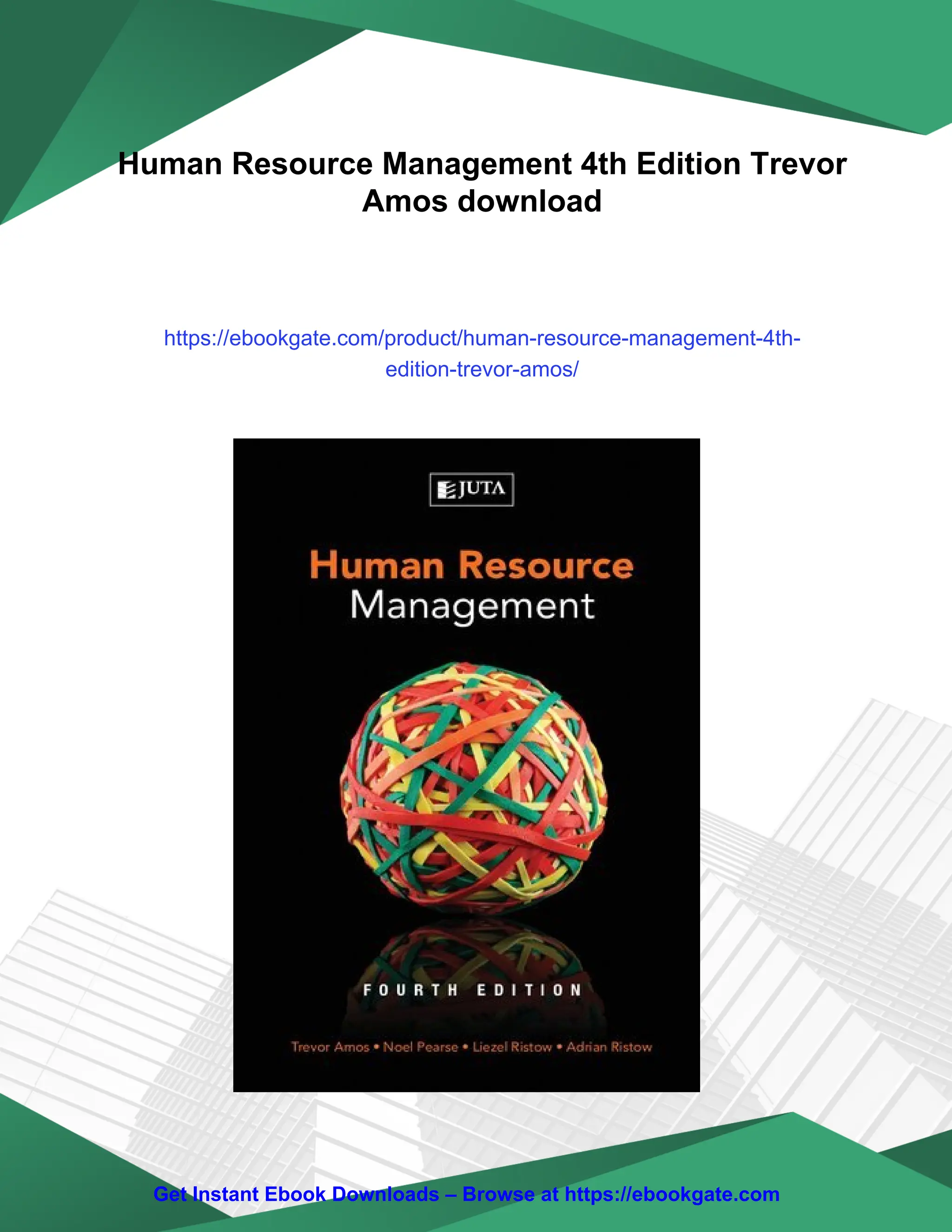 Human Resource Management 4th Edition Trevor Amos | PDF