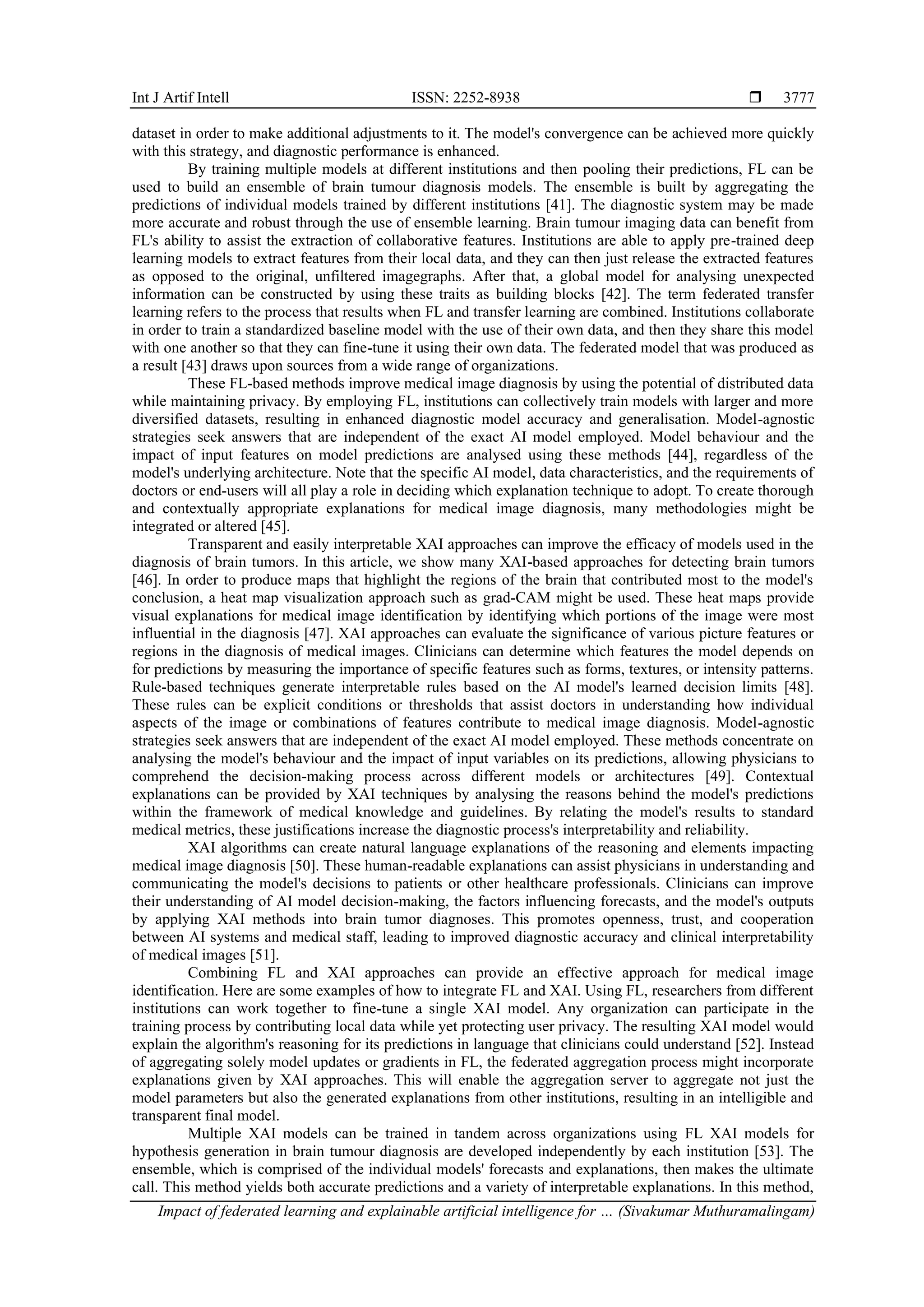 Impact of federated learning and explainable artificial intelligence for medical image diagnosis ...