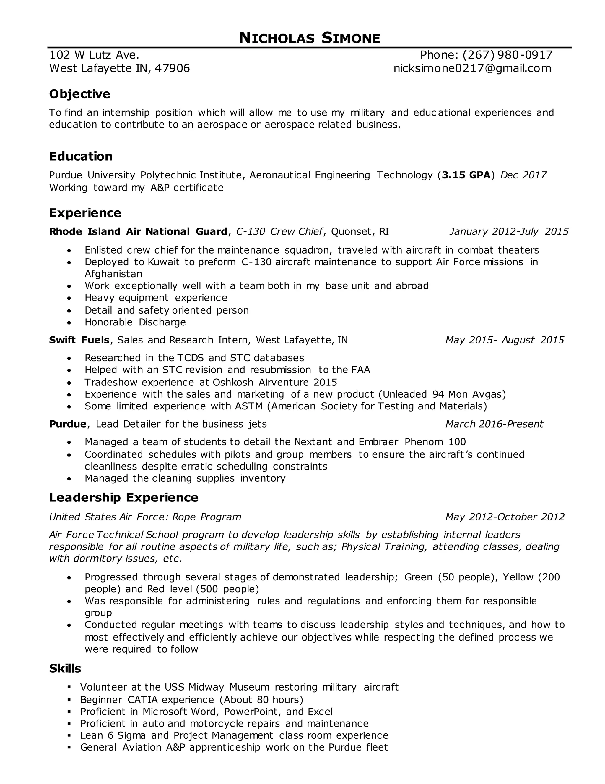 Nick Simone Resume 8.31.2016