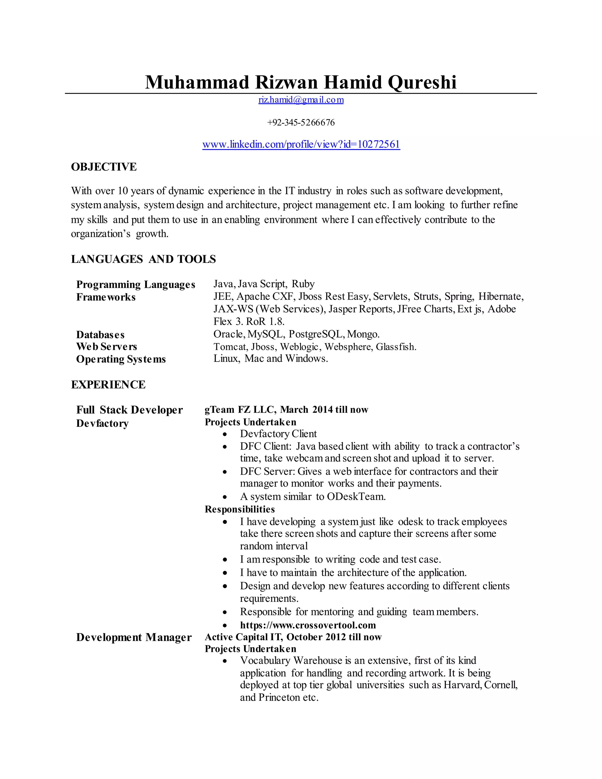 Rizwan Hamid-CV | PDF